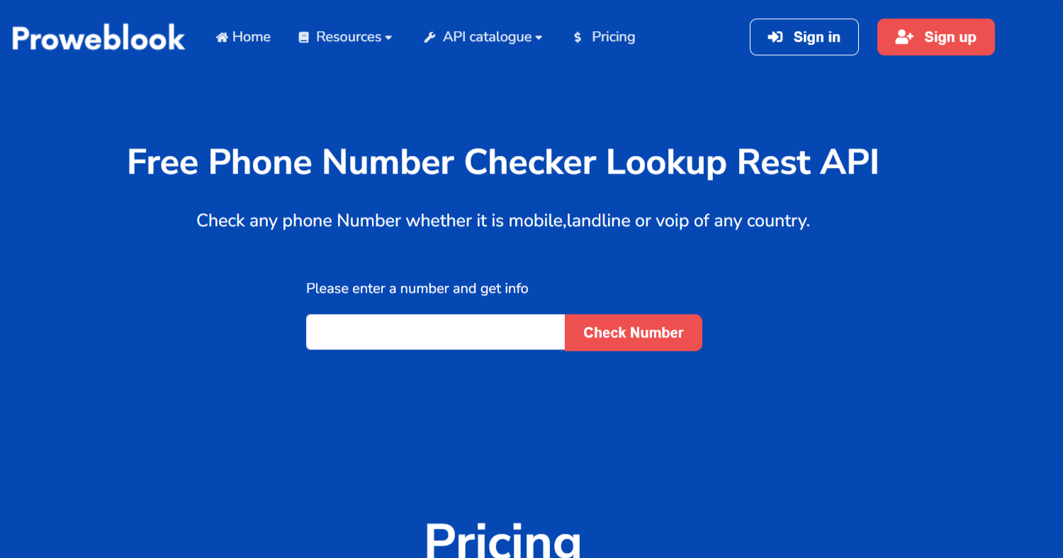 Phone Number Validator API - Proweblook